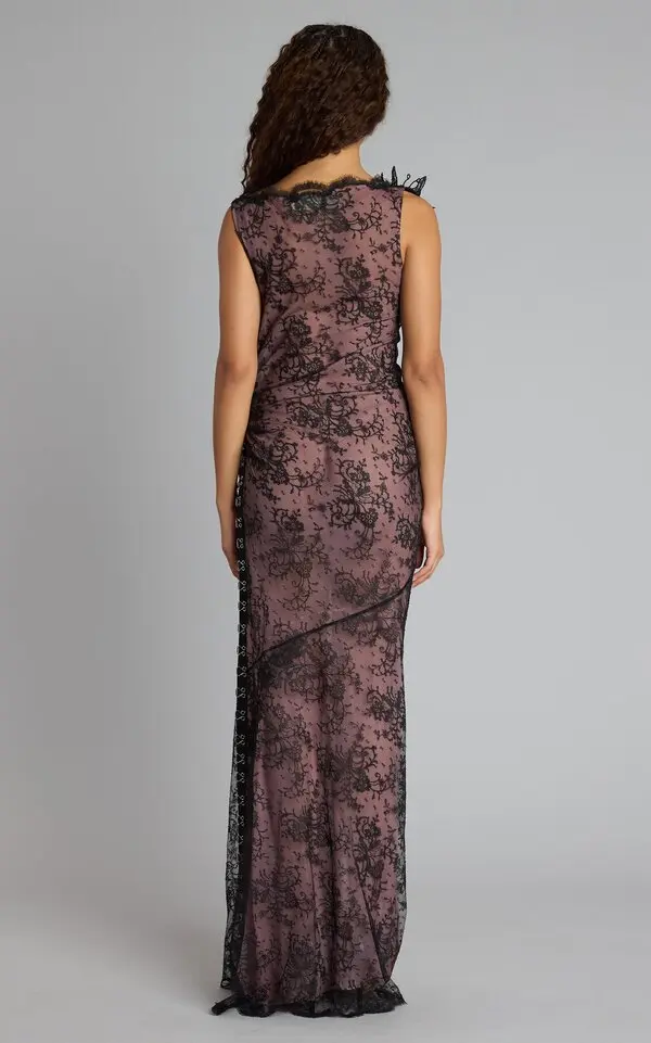 WIEDERHOEFT Sleeveless Chantilly Lace Maxi Dress