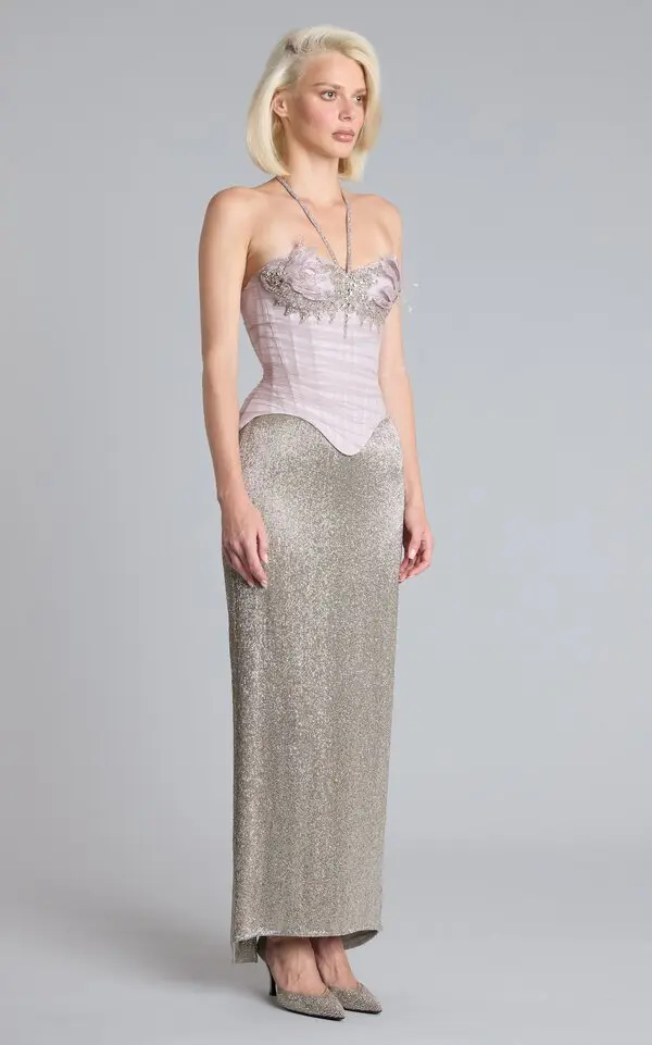 WIEDERHOEFT Beaded Maxi Skirt