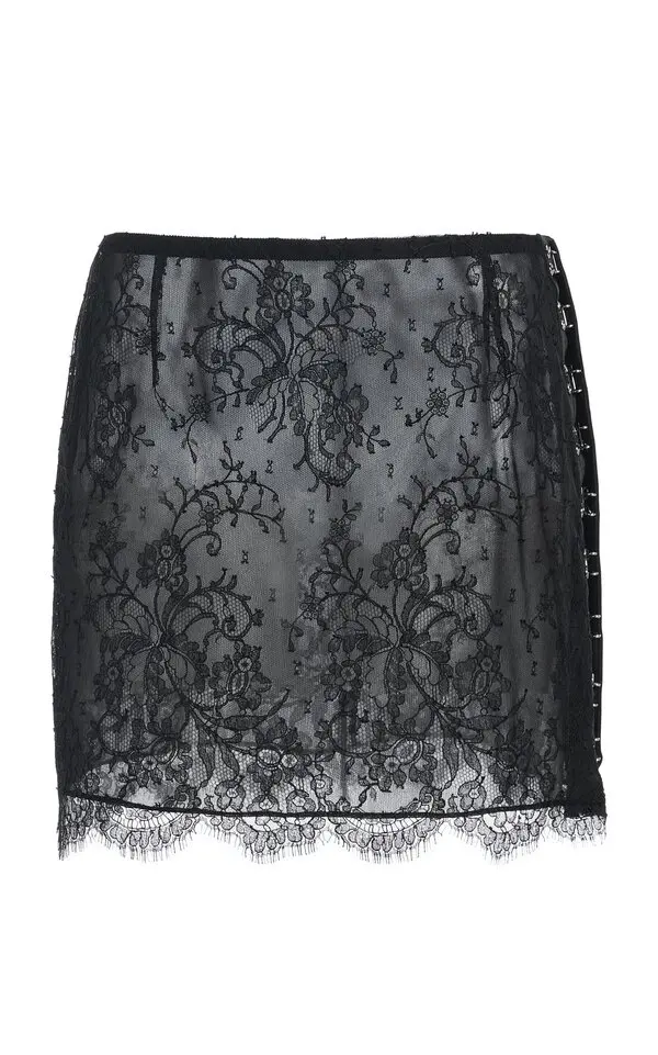 WIEDERHOEFT Hook & Eye Chantilly Lace Mini Skirt