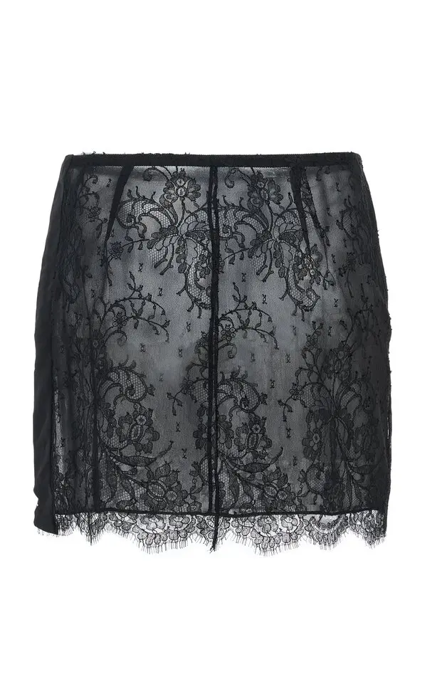 WIEDERHOEFT Hook & Eye Chantilly Lace Mini Skirt