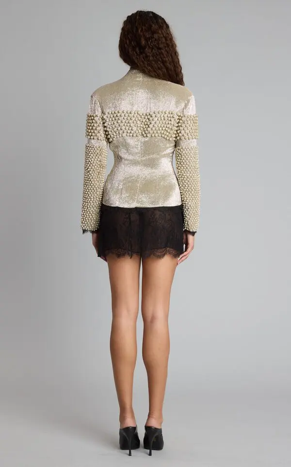 WIEDERHOEFT Hook & Eye Chantilly Lace Mini Skirt