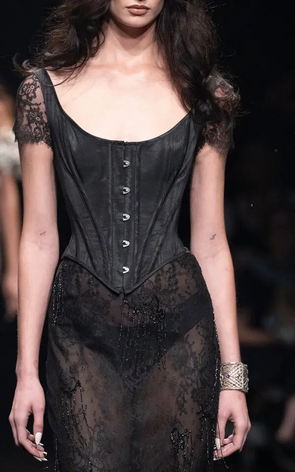 WIEDERHOEFT Cap-sleeve Moiré Corset