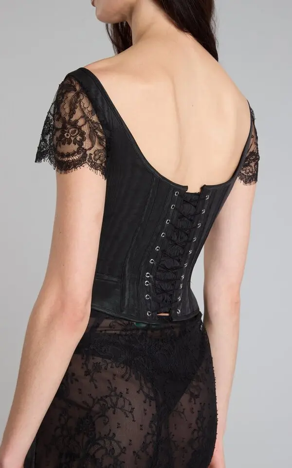 WIEDERHOEFT Cap-sleeve Moiré Corset