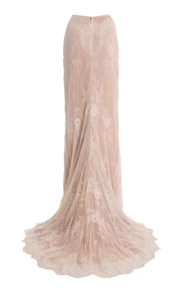 WIEDERHOEFT Gallery Lace-overlay Silk Maxi Skirt