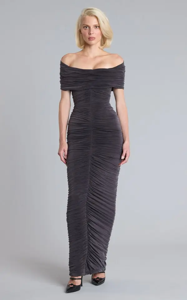 WIEDERHOEFT Draped Sueded Jersey Gown