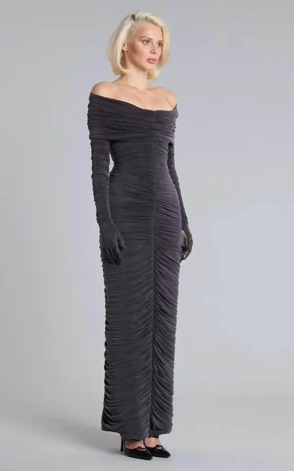 WIEDERHOEFT Draped Sueded Jersey Gown