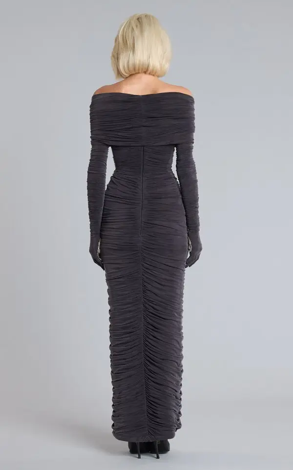 WIEDERHOEFT Draped Sueded Jersey Gown