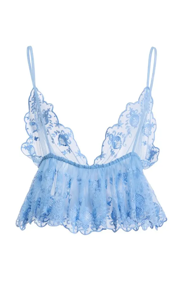 Ulla Johnson Elora Cropped Cami - Light Blue