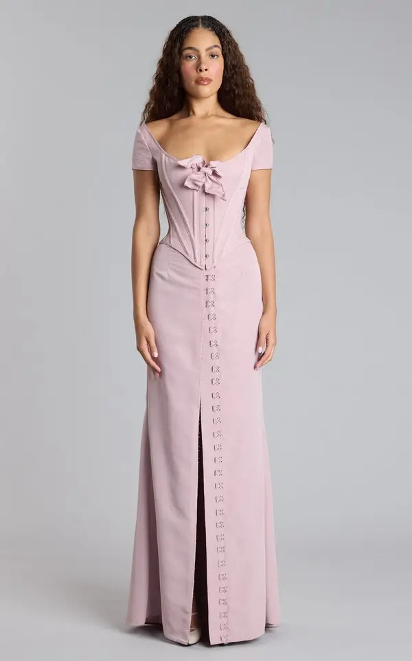 WIEDERHOEFT Flared Bengaline Maxi Skirt