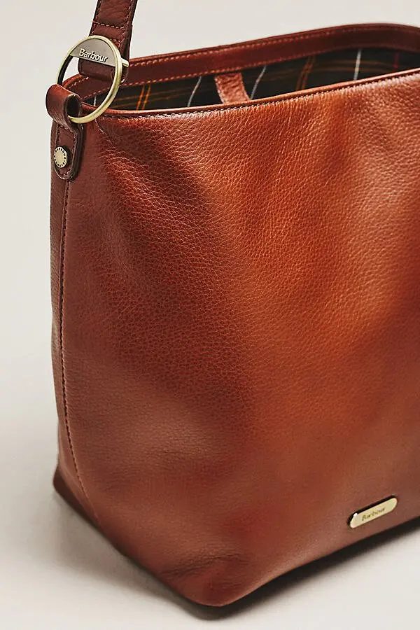 Barbour Cedar Large Leather Bucket Bag - Brown