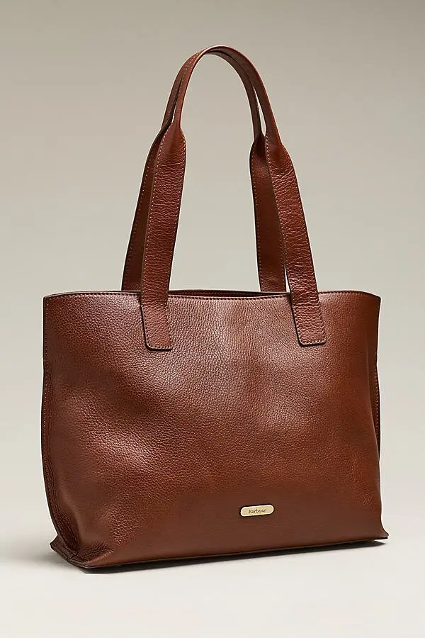 Barbour Alder Large Leather Tote Bag - Brown