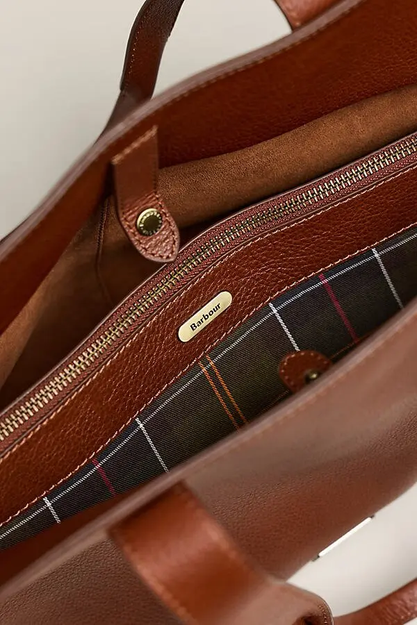 Barbour Alder Large Leather Tote Bag - Brown