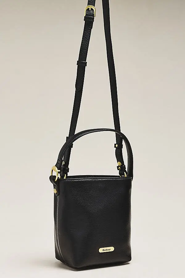 Barbour Cedar Mi Leather Bucket Bag - Black