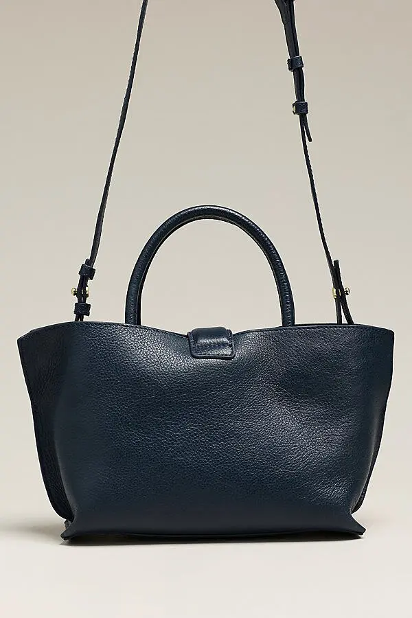 Barbour Alder Mi Leather Tote Bag - Navy