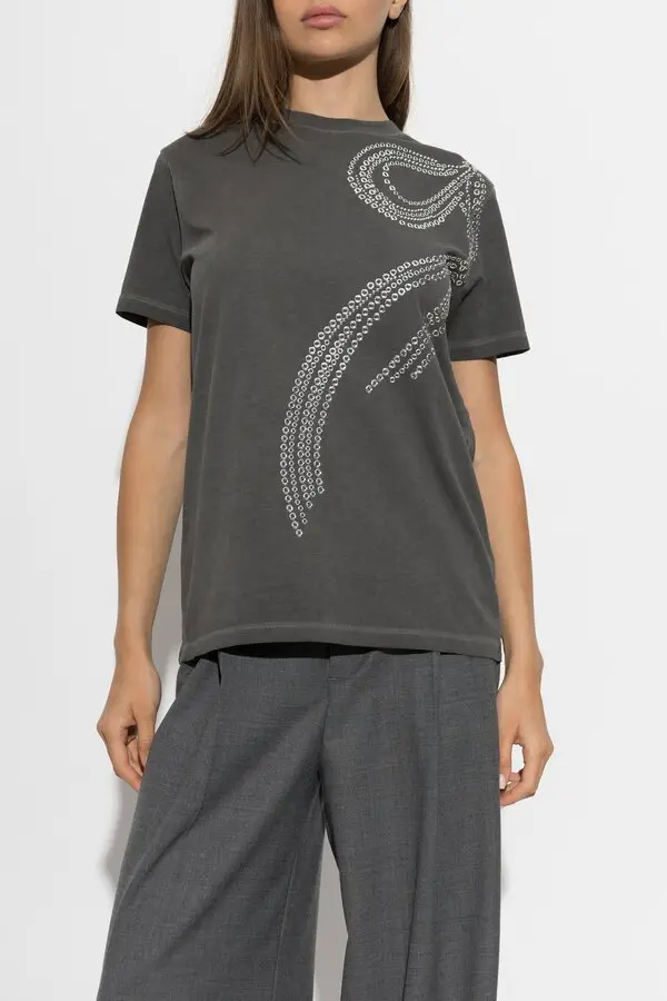 Blumarine Cotton T-shirt With Appliqués