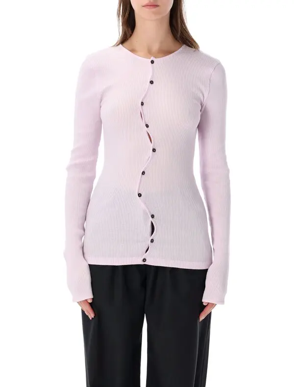 OPERASPORT Ribbed Button-front Cardigan Top