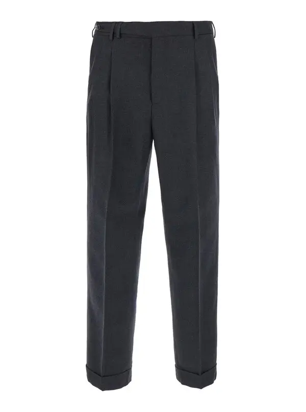 PT TORINO Tailored Straight-leg Dress Pants With Front Pleats And Belt Loops - Grey