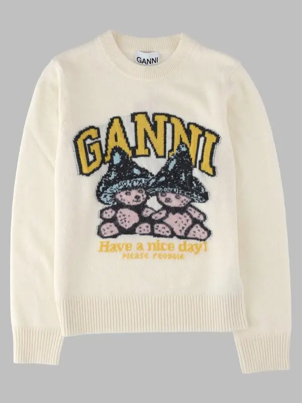 GANNI Recycled Wool-blend Sweatshirt For - Beige