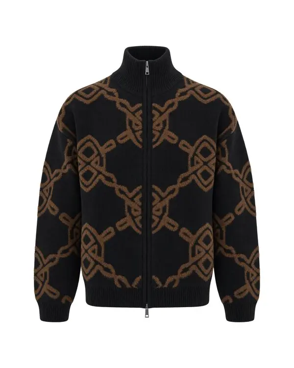 DAILY PAPER UOMO Jacquard Zip-up Knit Cardigan