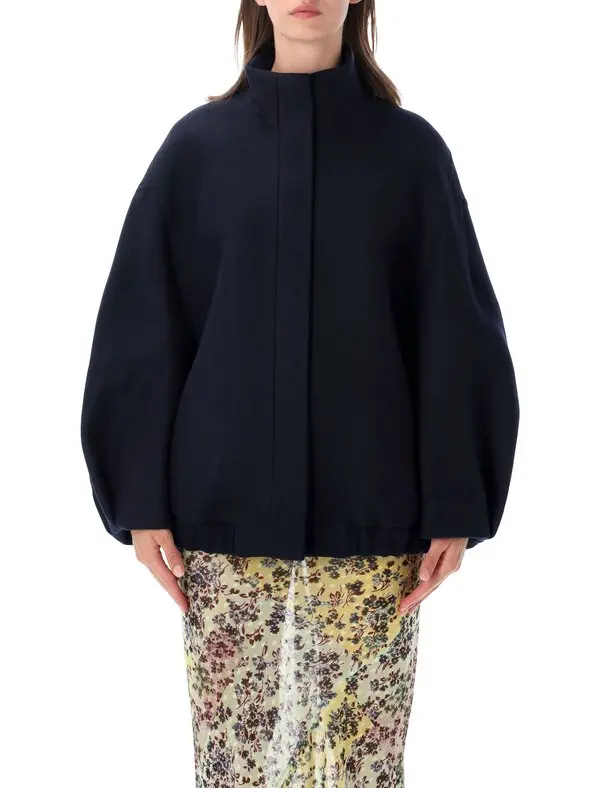Dries Van Noten Oversized Wool Blend High-neck Coat - Blu
