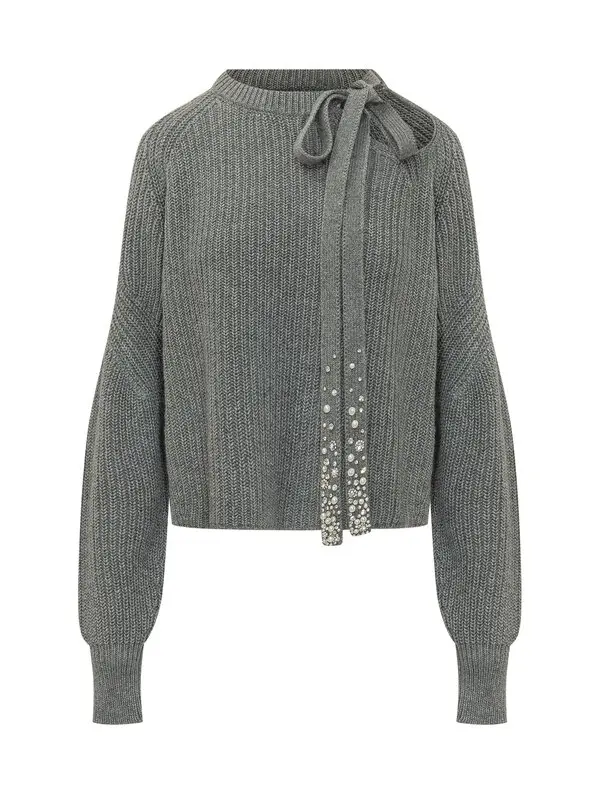 DES_PHEMMES Crop Pullover Knit Sweater