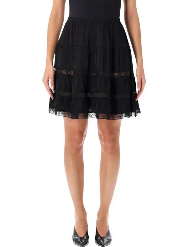 Gimaguas Tiered Lace-trim Mini Skirt