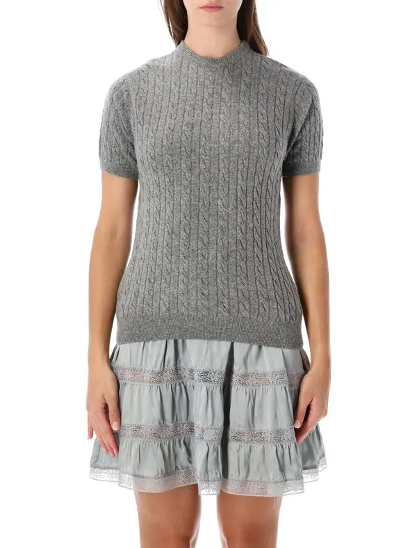 Gimaguas Cable Knit Short-sleeve Sweater - Grigio