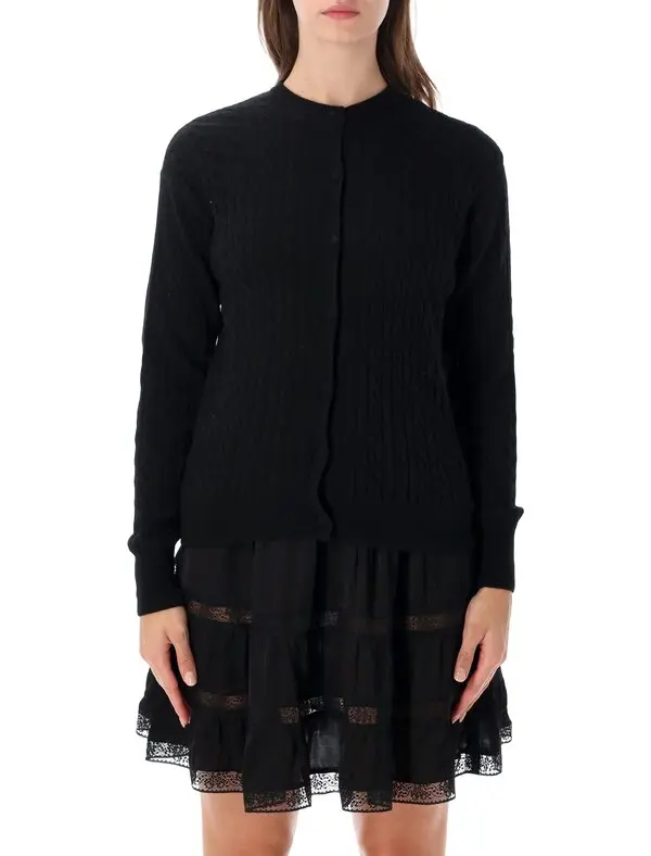 Gimaguas Button-front Knit Dress With Tiered Lace Hem - Nero