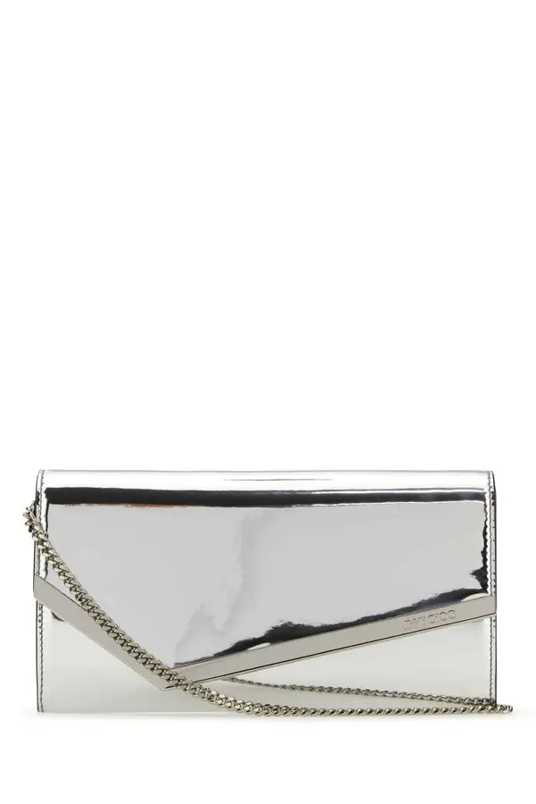 JIMMY CHOO Emmie Mini Synthetic Leather Clutch Bag - Silver