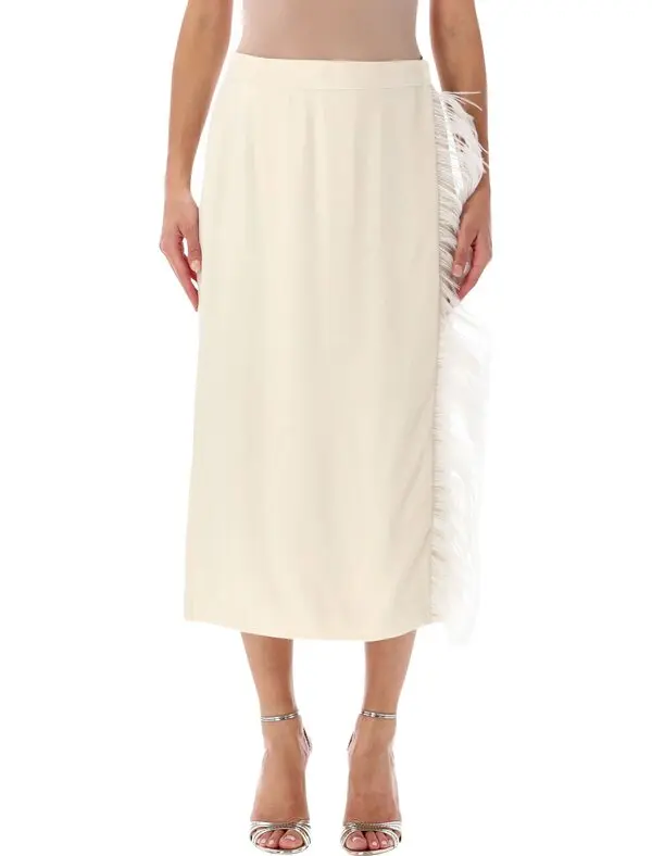 Alberta Ferretti Feather-trim Midi Skirt
