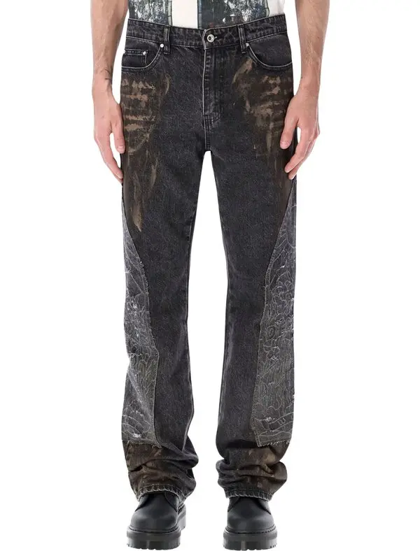 WHO DECIDES WAR Embroidered Straight-leg Jeans