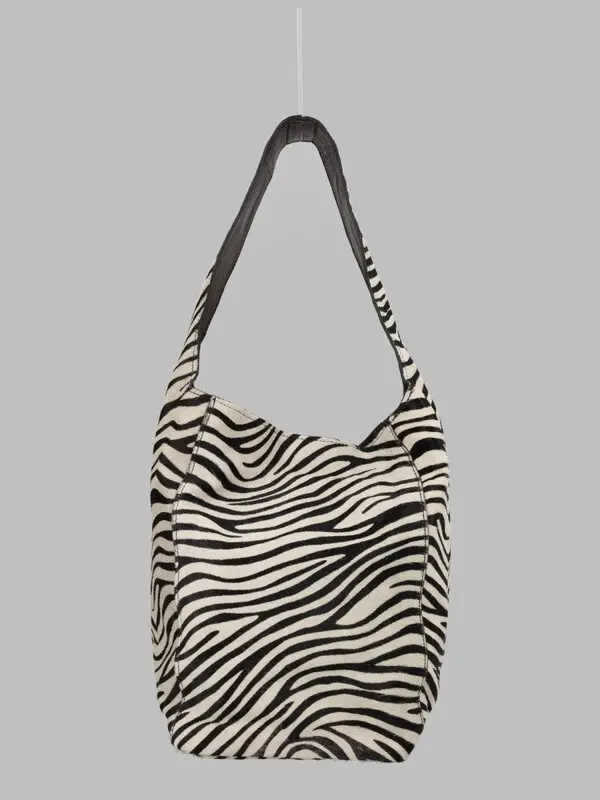 ALYSI Animal-print Mini Leather & Cotton Shoulder Bag