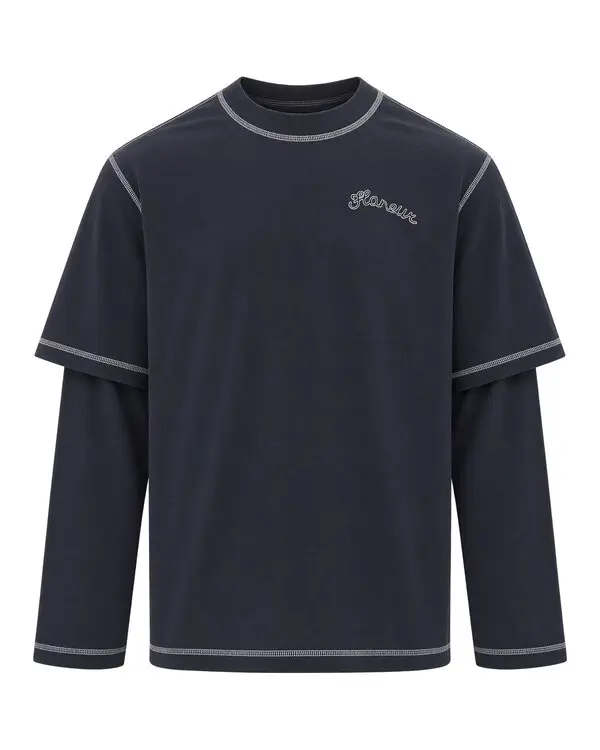 FLANEUR Layered Long-sleeve T-shirt - Black