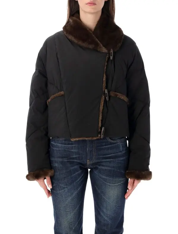 URBANCODE Cropped Puffer Jacket With Faux Fur Trim
