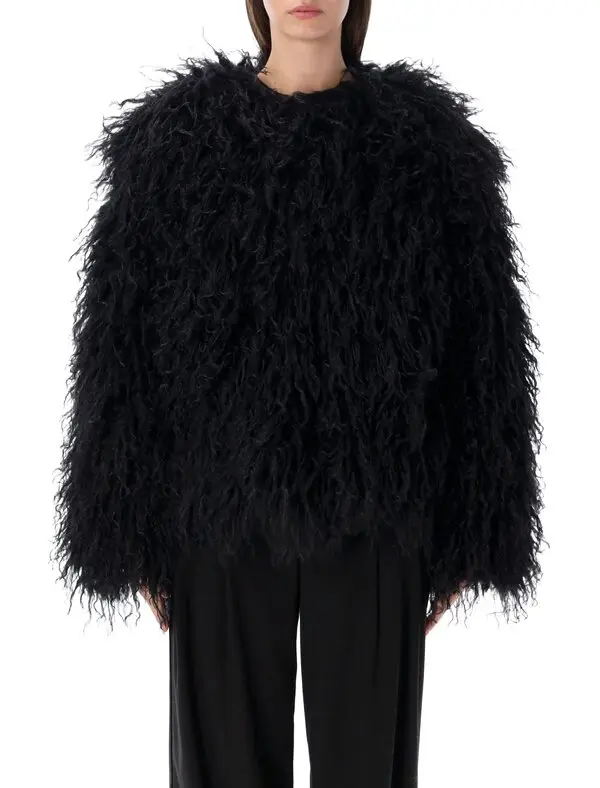 Goldbergh Faux Fur Cape Coat - Nero