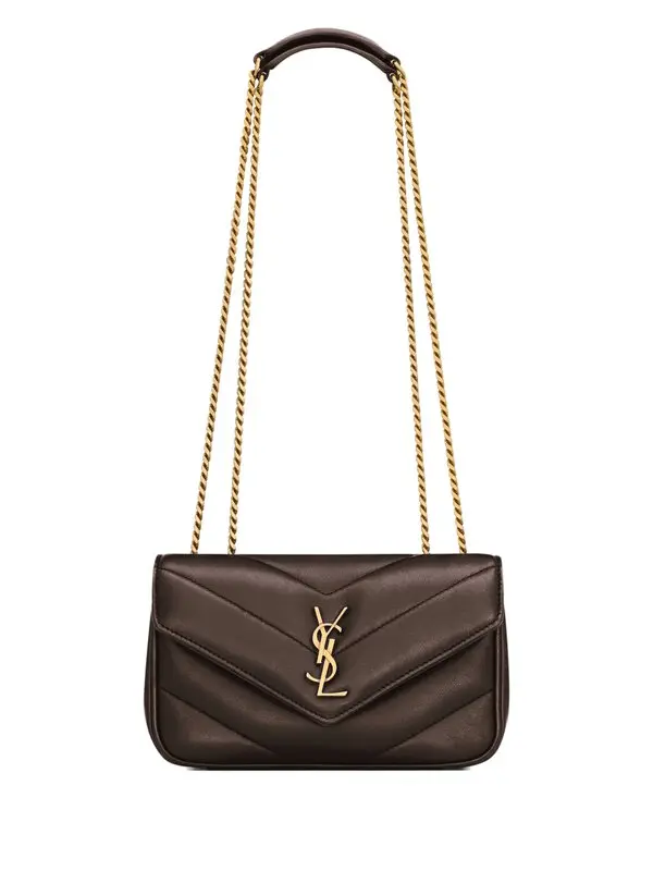 Saint Laurent Mini Lambskin Crossbody With Cotton Lining And Magnetic Snap - Marrone