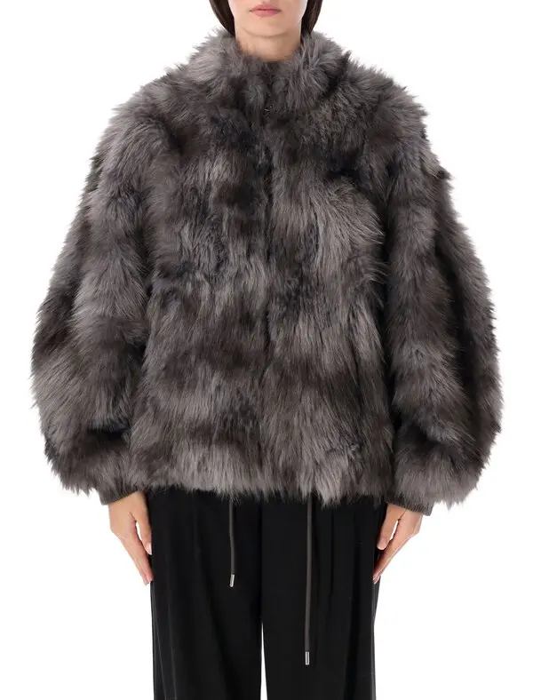 SWORD 6644 Faux Fur Cropped Jacket - Grigio