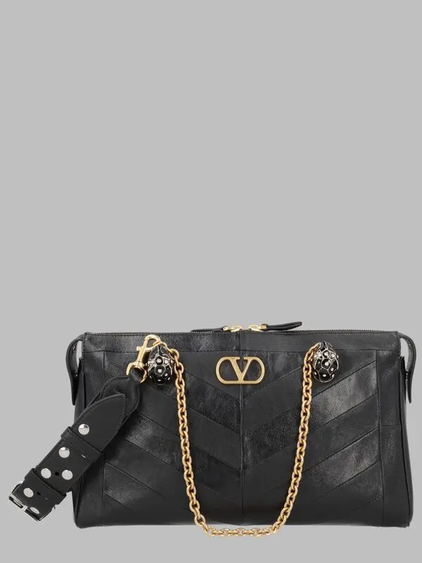 Valentino Garavani Panthea Leather Shopping Handbag With Crossbody Strap