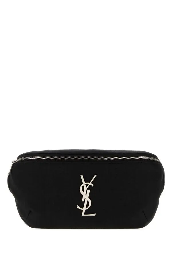 Saint Laurent Black Canvas Cassandre Mini Belt Handbag