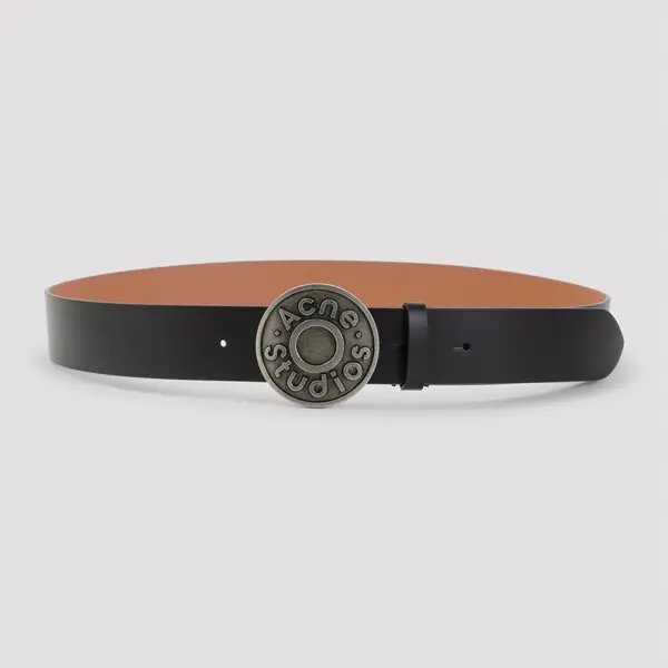 Acne Studios Leather Belt With Round Buckle - Black