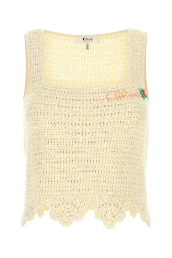 Chloé Chic Cream Crochet Mini Top