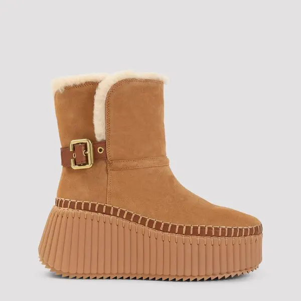 Chloé Nama Shearling Platform Ankle Boot