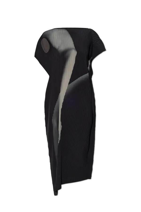 Issey Miyake Pleated Printed Dress - Black