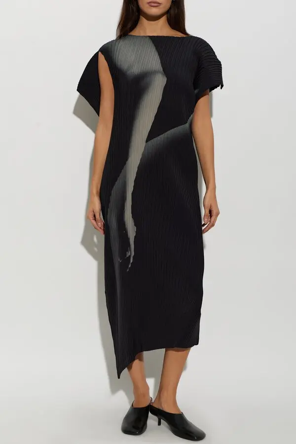 Issey Miyake Pleated Printed Dress