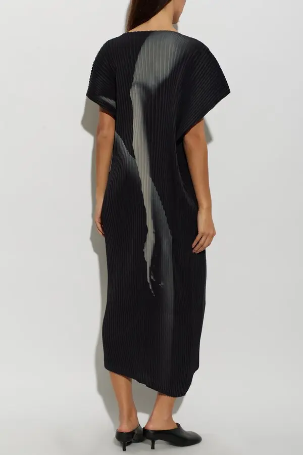 Issey Miyake Pleated Printed Dress