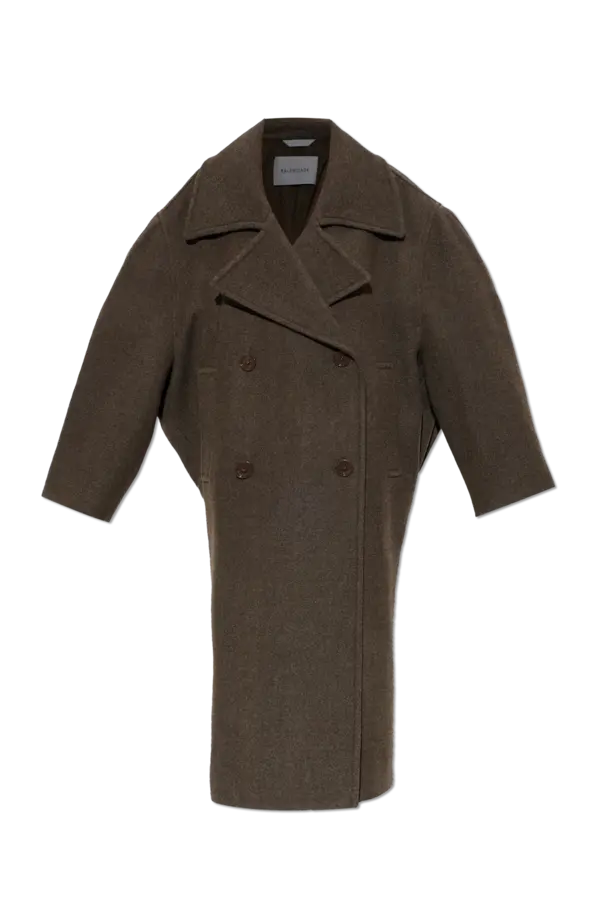 Balenciaga Double-breasted Wool Coat - Brown