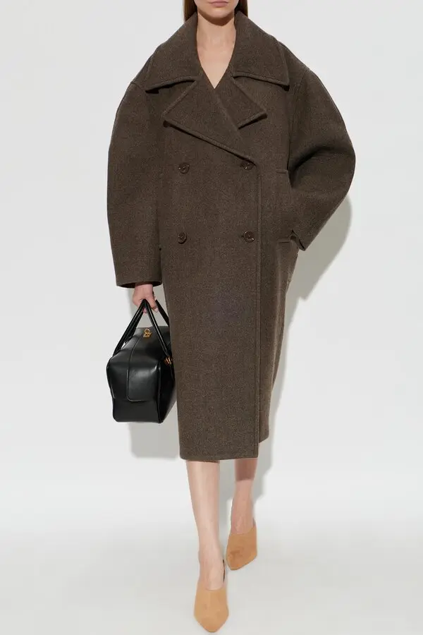 Balenciaga Double-breasted Wool Coat - Brown