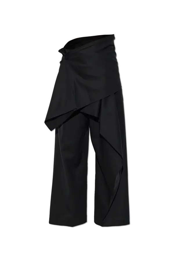 Issey Miyake Wide-leg Trousers With Wrap Panel - Black