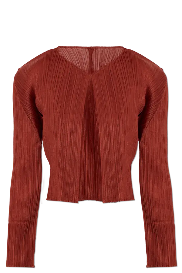 Issey Miyake Pleated Cardigan - Red