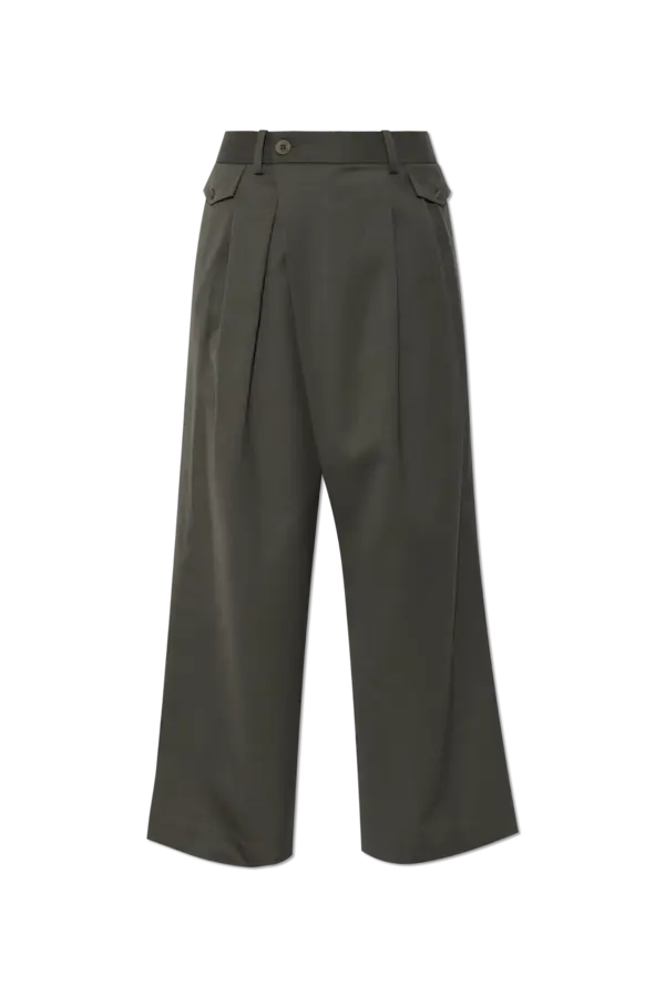 Issey Miyake Wool Trousers With Pleats - Green